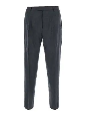 LOW BRAND Wool Blend Regular-fit Pants With Semi-elasticated Waist - Grey