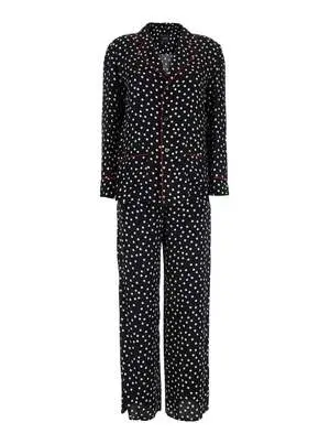 LEPLAIN Polka-dot Pajama Shirt And Pants Set - Black