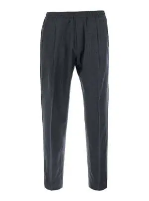 LOW BRAND Low-profile Cotton Pants With Elastic Waist, Pockets & Logo Patch For - Grey