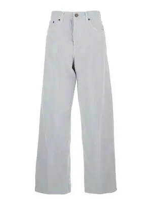HAIKURE Baggy Wide-leg Denim Jeans With Belt Loops And Back Logo Patch - Grey