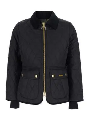 Barbour Tech Fabric Quilted Jacket With Logo Lettering - Black