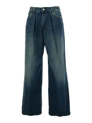 HAIKURE Faded Straight-leg Logo Patch Back Jeans With Five-pocket Design