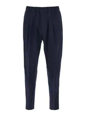 LOW BRAND Wool-blend Pants With Elastic Waist, Side Pockets & Straight Leg - Blu