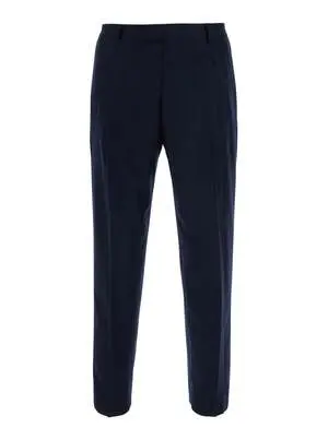 LOW BRAND Wool Blend Regular-fit Pants With Semi-elasticated Waist And Button-back Pockets - Blu