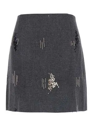 LEPLAIN Embroidered Straight-hem Regular-fit Skirt For - Grey