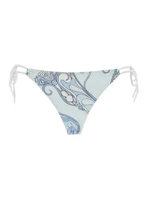 Emilio Pucci Low-rise Bikini Bottom With Adjustable Tie Closure And All-over Floral Print - Light Blue