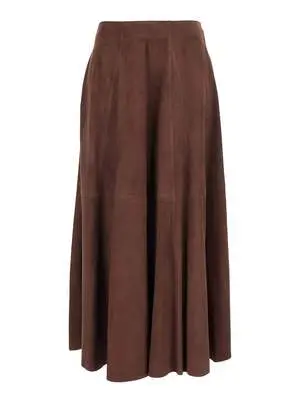 ARMA Eleni Suede High-waist Skirt With Hidden Back Closure - Brown