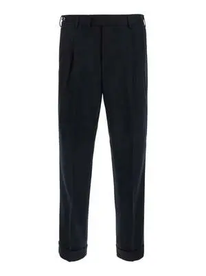 PT TORINO Tech Fabric Pants With Belt Loops And Front Pleats - Black