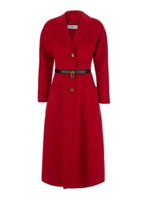 Elisabetta Franchi Single-breasted Notched Lapel Jacket With Long Sleeves - Red