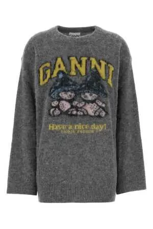 GANNI Oversized Alpaca Blend Sweater - Grey