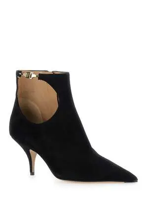 FERRAGAMO Suede Ankle Boots With Cut-out Detail And Stiletto Heel - Black