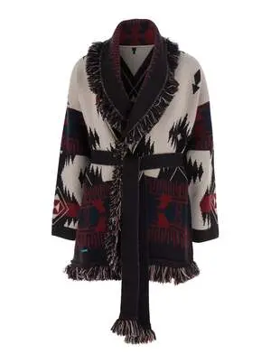 Alanui Icon Geometric Cashmere Cardigan With Belt - Multicolor