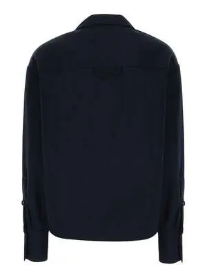 TELA Classic Collar Blend Wool Sweater With Flap Pocket - Blu