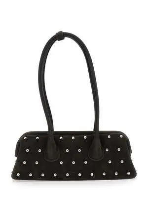 OSOI Boat Wide Mini Suede Shoulder Handbag With Beaded Embellishment - Brown