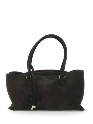 OSOI Shell Brot Leather Shopper Bag With Two Handles, Key Pendant & Magnetic Closure, 35.5x21x11.5 Cm - Brown