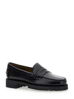 SEBAGO Leather Round-toe Chunky-sole Slip-on Loafers - Black