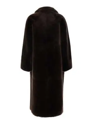BLANCHA Notched-collar Shearling Jacket With Hidden Front And Side Pockets - Brown