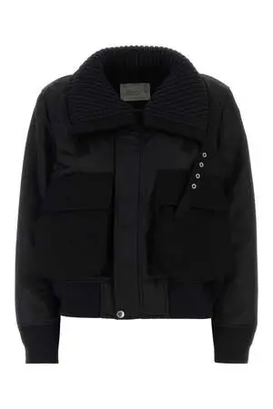 Sacai Nylon Twill And Wool Melton Blouson Jacket For - Black