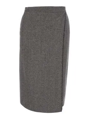 Antonelli Firenze Svevia Wool-blend Herringbone Mini Skirt With Straight Hem - Grey