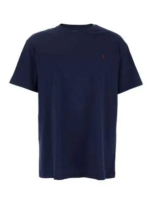 Polo Ralph Lauren Crew Neck Cotton T-shirt With Pony Detail On The Front - Blu