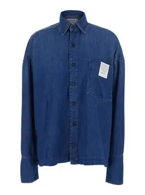 ICON DENIM LOS ANGELES Classic Collar Button-front Long Sleeve Denim Shirt - Blu
