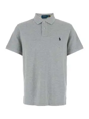 Polo Ralph Lauren Custom Fit Cotton Polo Shirt With Pony Detail - Grey