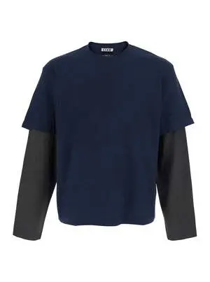 COOR Layered Mix-cut Long-sleeve Hemp-cotton T-shirt