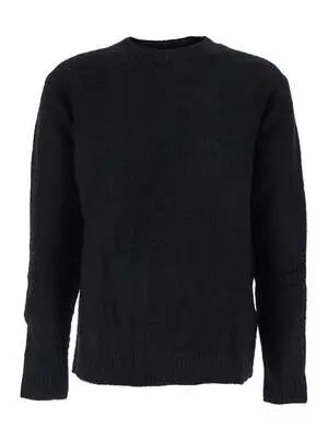 COOR Alpaca & Wool Blend Crew Neck Sweater With Brushed Effect - Black