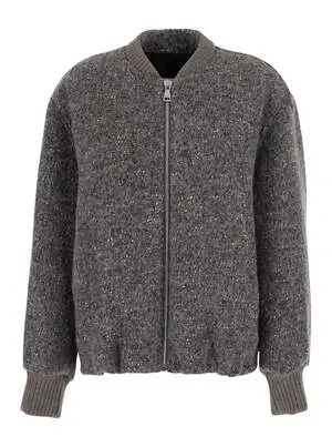 TELA V-neck Long Sleeve Tech Fabric Top In Merino Blend Jersey - Grey