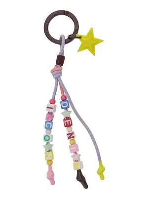 ICON DENIM LOS ANGELES Star Charm Pendant Beaded Keyring In Acetate