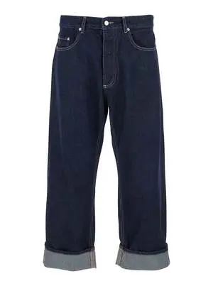 ICON DENIM LOS ANGELES 5-pocket Jeans With Logo Patch, Regular Fit - Blu