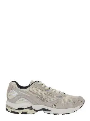 Mizuno Wave Rider 10 Tech Fabric Sneakers With Cushioned Sole - Beige