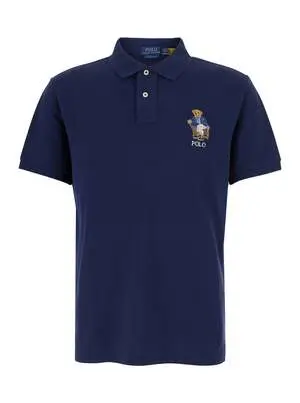 Polo Ralph Lauren Cotton Polo Shirt With Patch Logo, Classic Collar & Button-front Closure