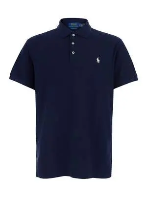 Polo Ralph Lauren Classic Collar Cotton Polo Shirt With Pony Embroidery - Blu
