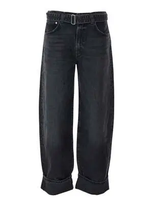 AGOLDE Arcane Relaxed Jeans With Belt And Turn-up Hem - Grey