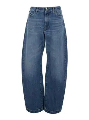 Attico Logo Patch Faded Denim Jeans For - Blu
