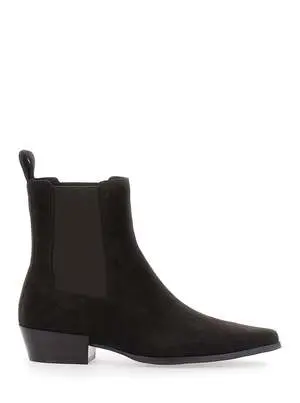 STRATEGIA Nina Suede Pointed Ankle Boots With Elastic Straps, Pull-on Design