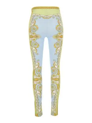 Versace Baroque Print High-waist Stretch Tech Fabric Leggings With Contrasting Seams - Multicolor