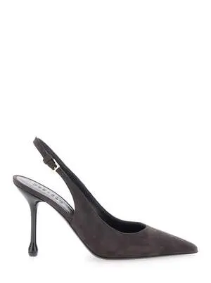 LEPLAIN Pointed-toe Slingback Heels With Adjustable Strap And 9 Cm Heel - Brown