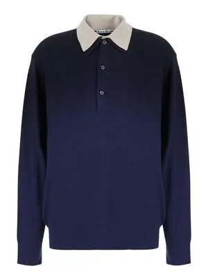 Acne Studios Wool Long Sleeve Round Neck Sweater - Blu