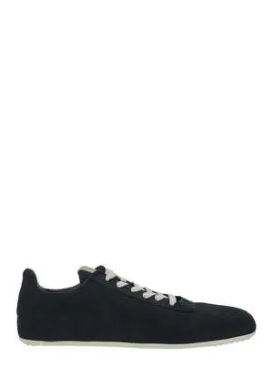 Rick Owens Suede Low Top Sneaker With Round Toe And Front Lace Closure - Black