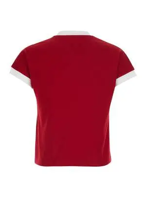 Versace Logo Front Cotton-blend T-shirt - Red