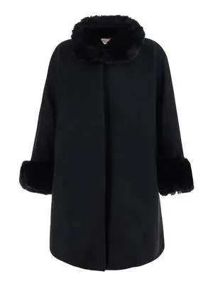 TWINSET Tech Fabric Notched Collar Jacket With Long Sleeves - Black