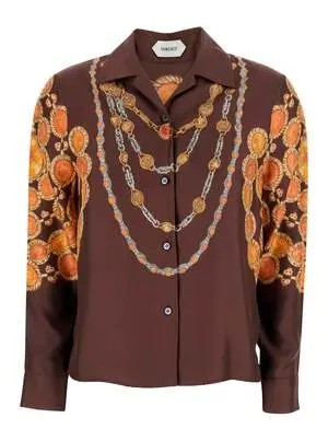 Versace Printed Shirt With Classic Collar And Long Sleeves - Brown