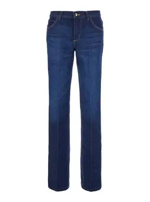 MERCI Regular High-waisted Denim Jeans With Pockets & Zip Closure - Blu