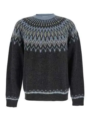 ROBERTO COLLINA Alpaca Wool Jacquard Crewneck Sweater For