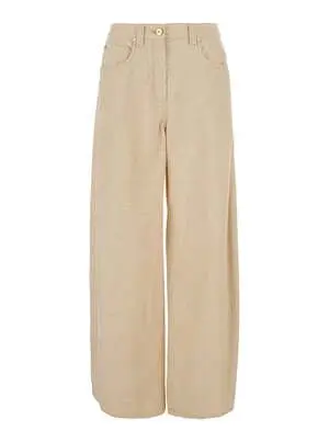 Brunello Cucinelli Tailored Pants In Cotton-linen Blend - Beige