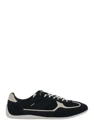 ALOHAS Low-top Suede Sneakers With Contrasting Details And Logo Tongue Patch - Black