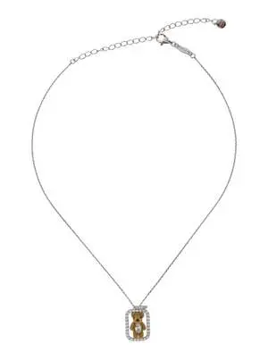 YVMIN Mini Bear Crystal Pendant Necklace In Metal - Beige
