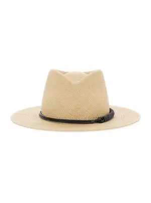 Brunello Cucinelli Raffia Bucket Hat With Wide Flat Brim And Ribbon Detail - Brown